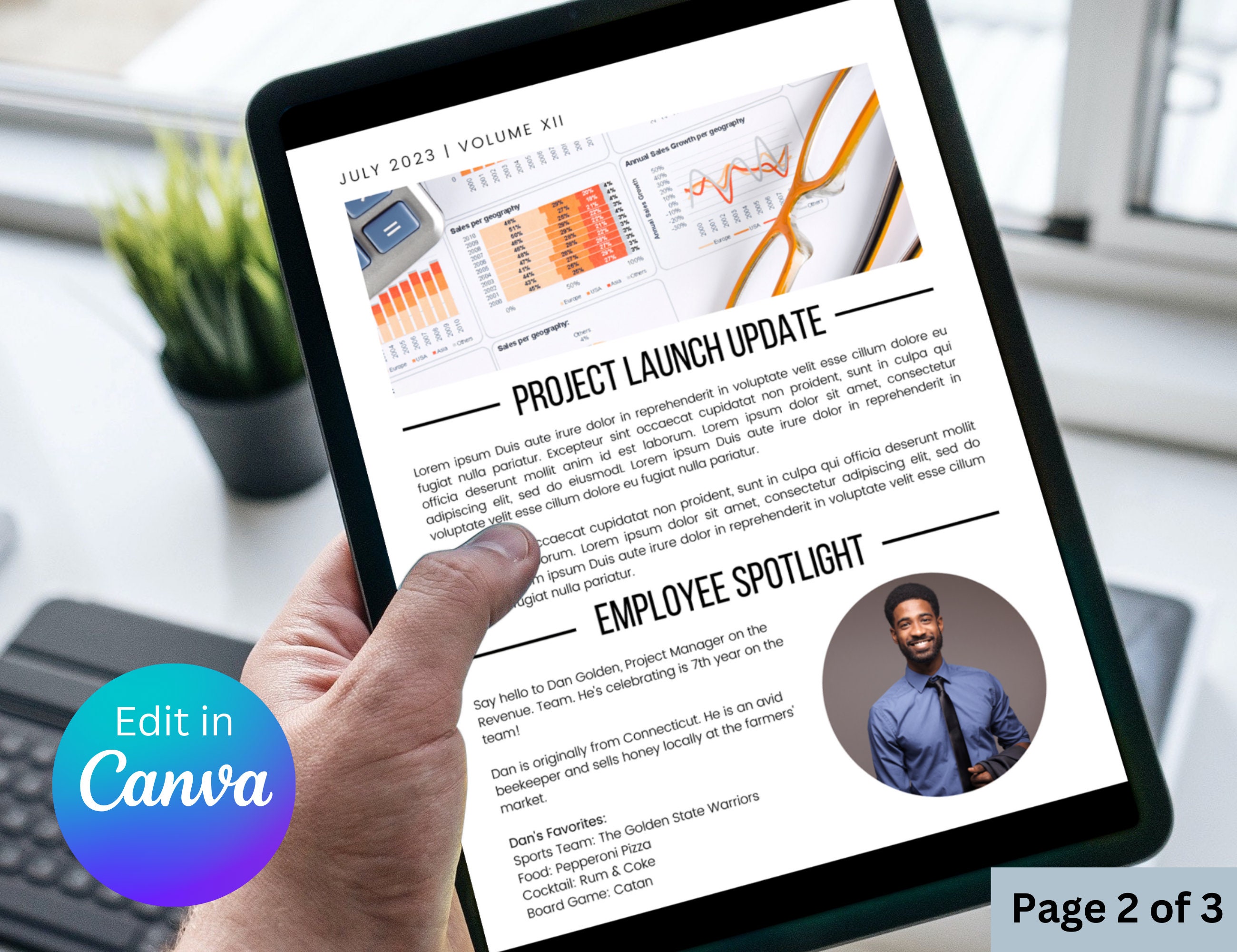 Company Newsletter Template Editable in Canva 8.5 X 11'' - Etsy