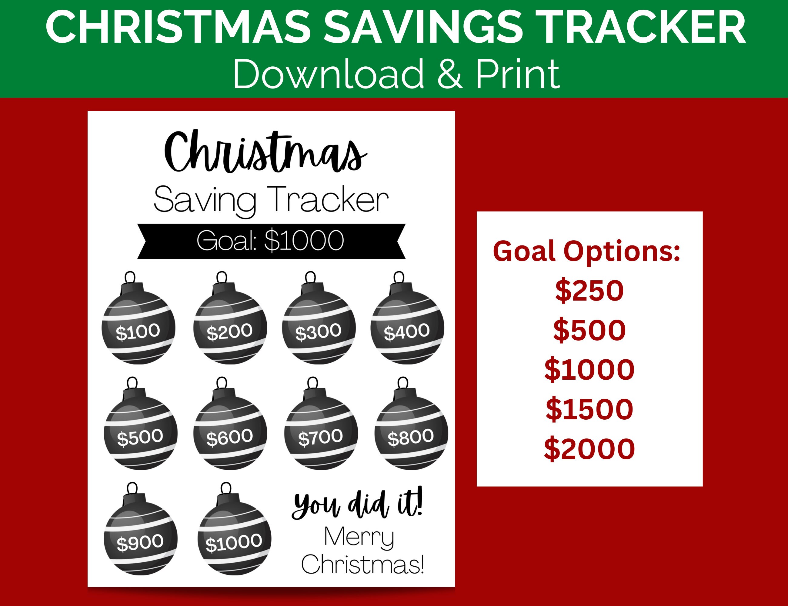 Christmas Savings Tracker | Printable Budget Challenge | PDF Download ...