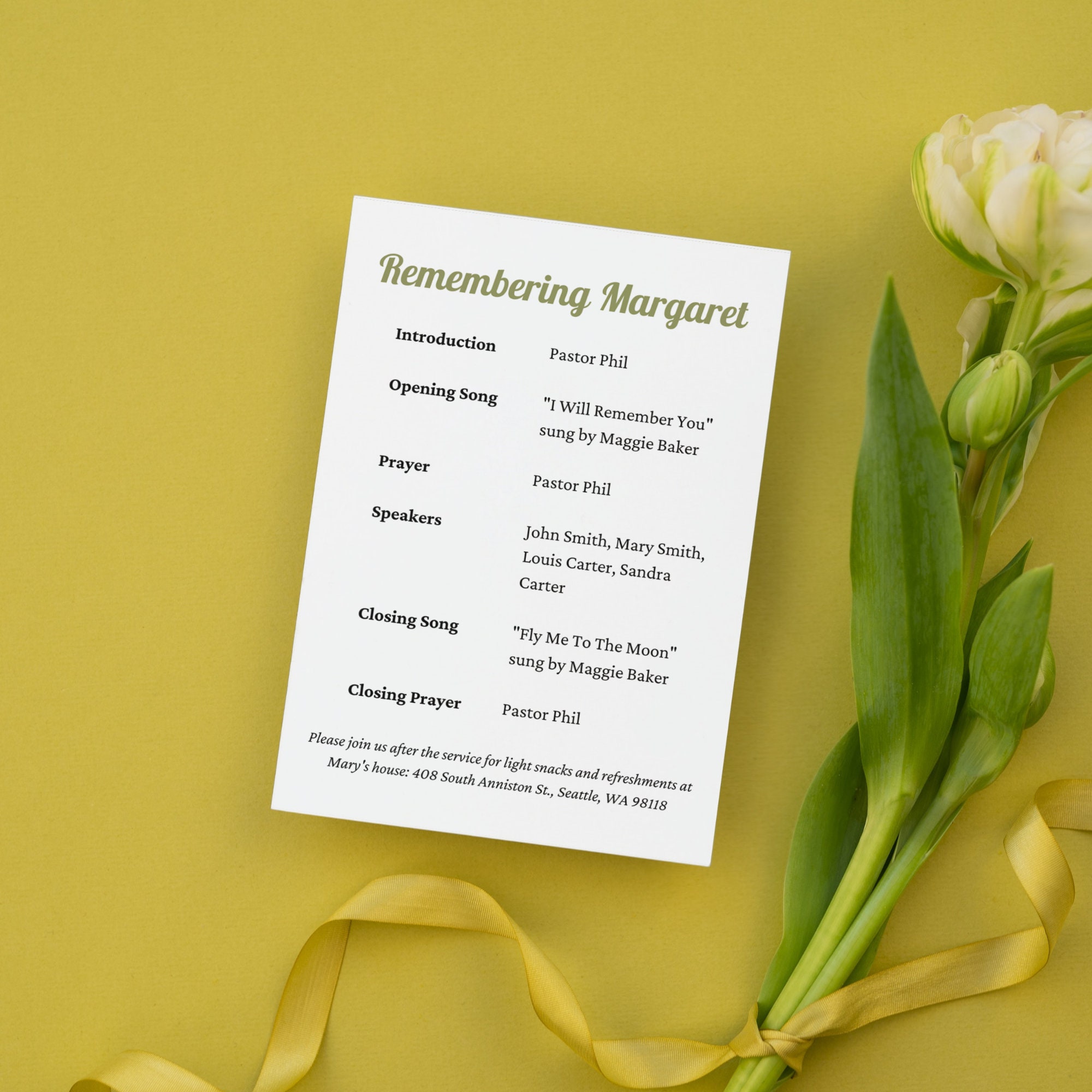 Simple Funeral Program | Two-sided Obituary Template | Editable in ...