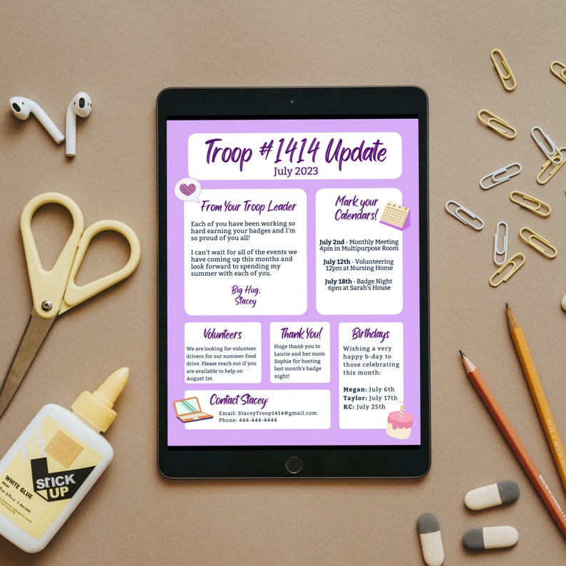 Troop Newsletter Template | School Club Update | Editable in Canva | 8. ...