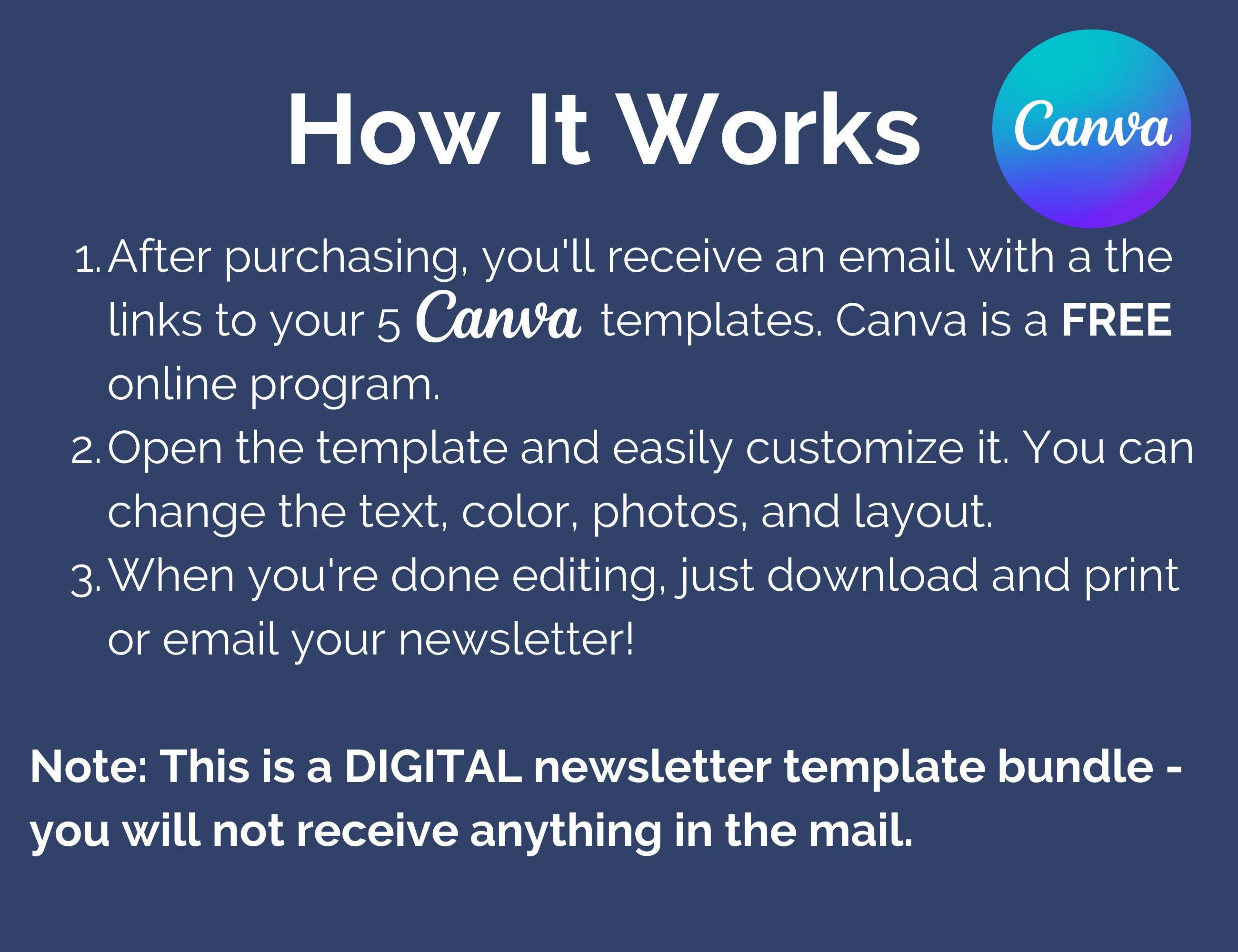 Newsletter Template Bundle 5 Templates Editable in Canva - Etsy