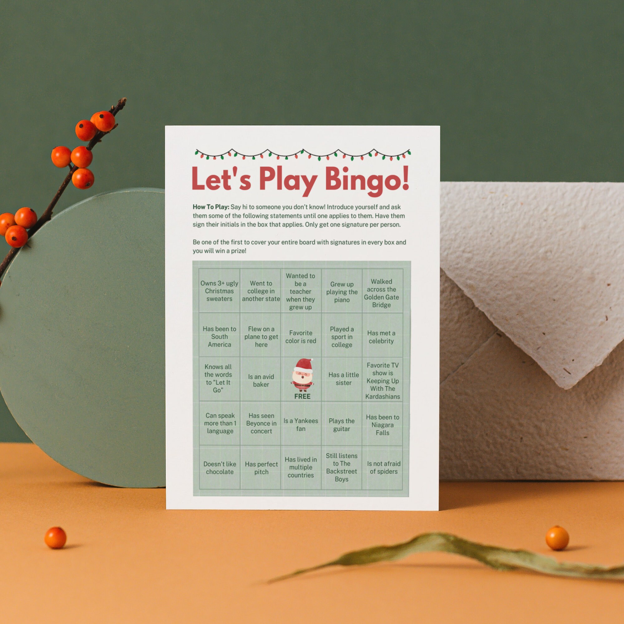 Christmas Human Bingo Card | Find the Guest Bingo | Editable ...