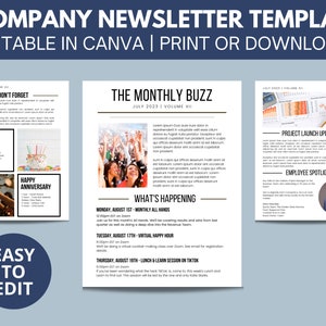 Company Newsletter Template Editable in Canva 8.5 X - Etsy
