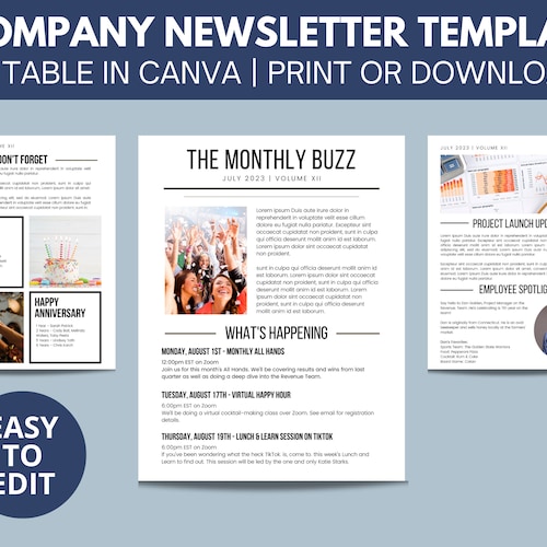 Reusable Newsletter Template 8.5 X 11 Size Editable With - Etsy