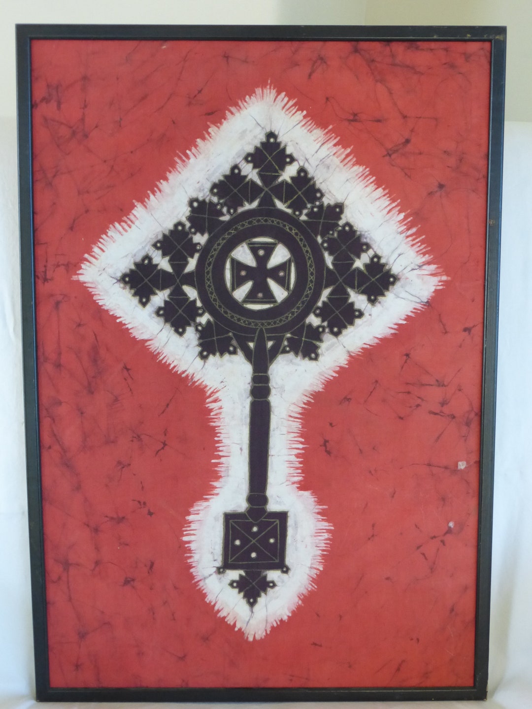 Vintage Batik Ethiopian Coptic Cross in Red - Framed - Etsy