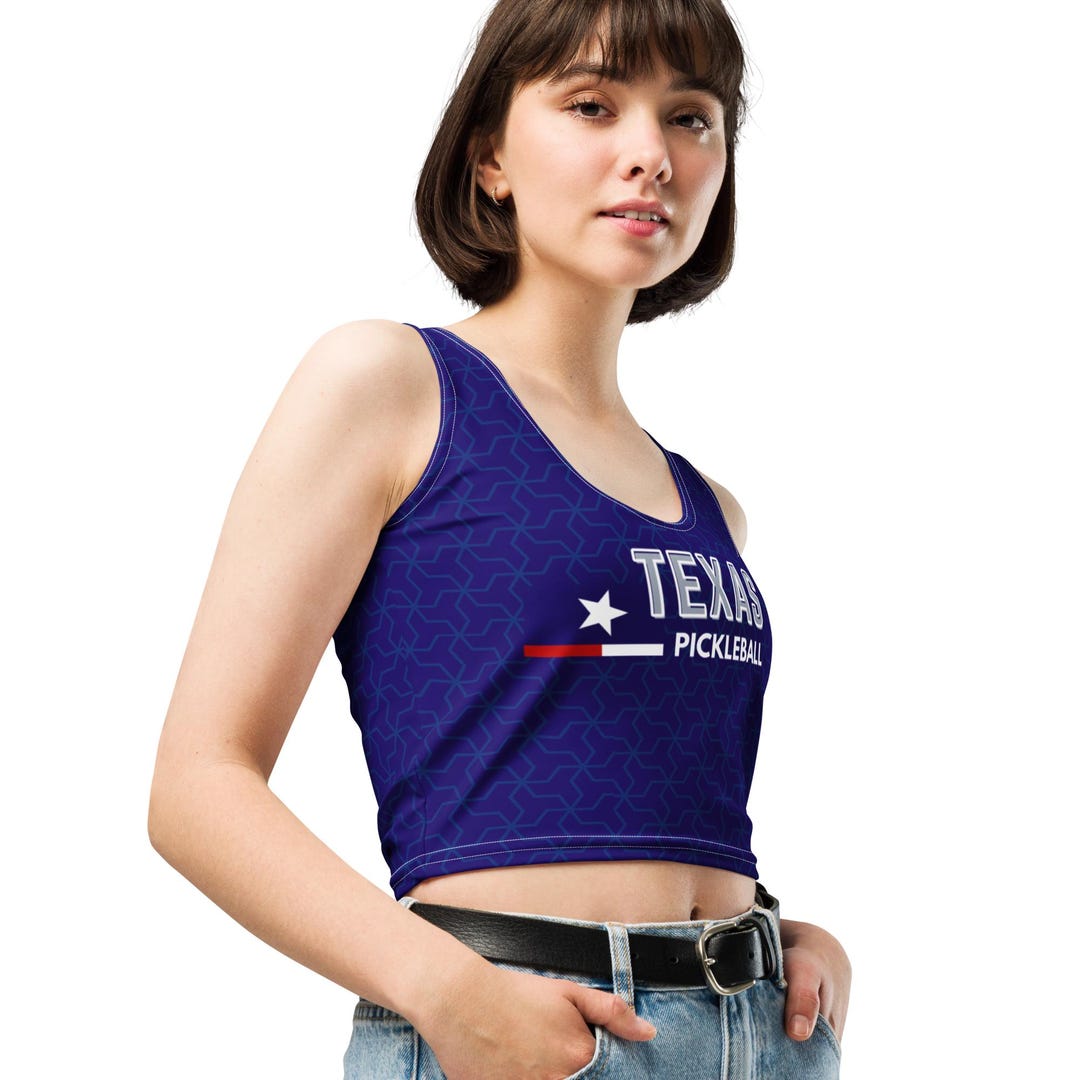 Texas Pickleball Crop Top Shirt - UPF 50+ - Super Cute! Team Pickleball ...