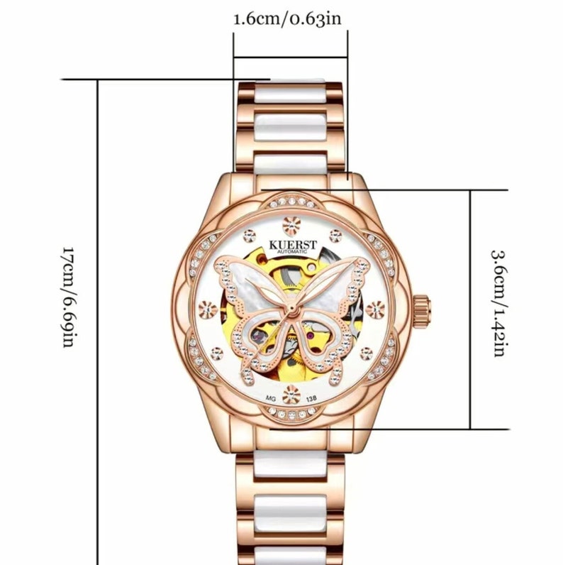 KUERST Women's Luxury Butterfly Steel Ceramic Belt Multi-functional ...