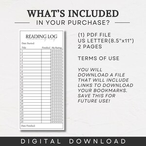 Printable Bookmark Reading Log Reading Tracker Reading Journal Reading ...