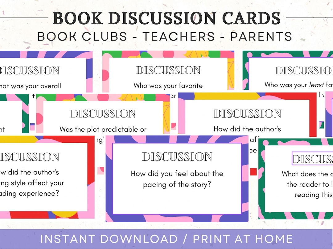 Book Club Starter Pack Discussion Questions Book Club Cards Reading ...