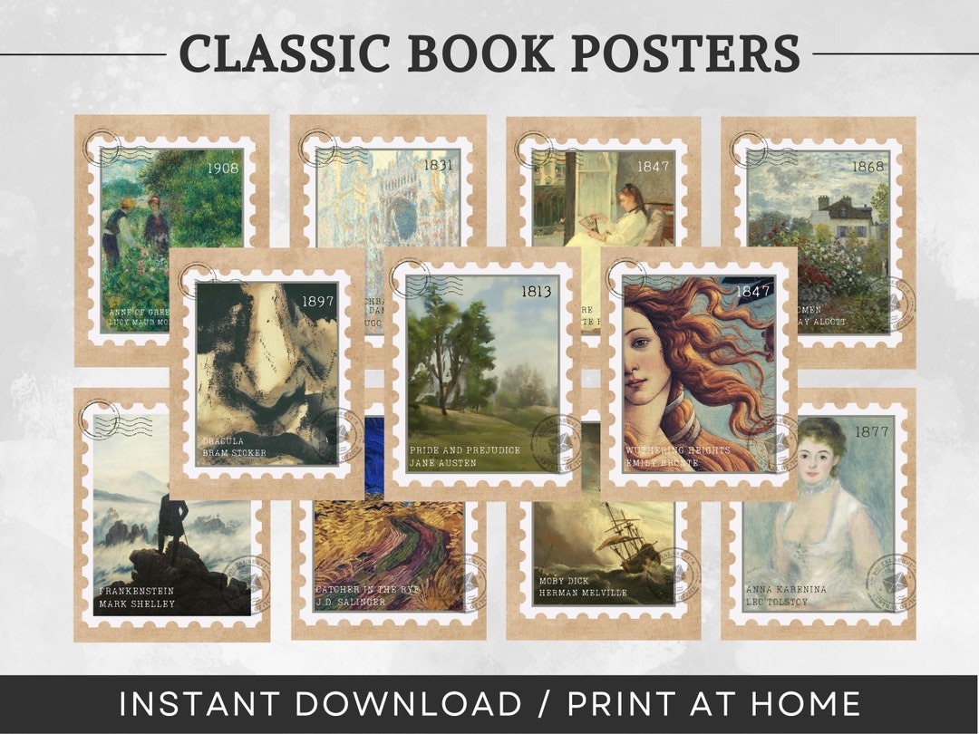 Literary Wall Art Classic Literature Poster Literary Art Gift for Book ...