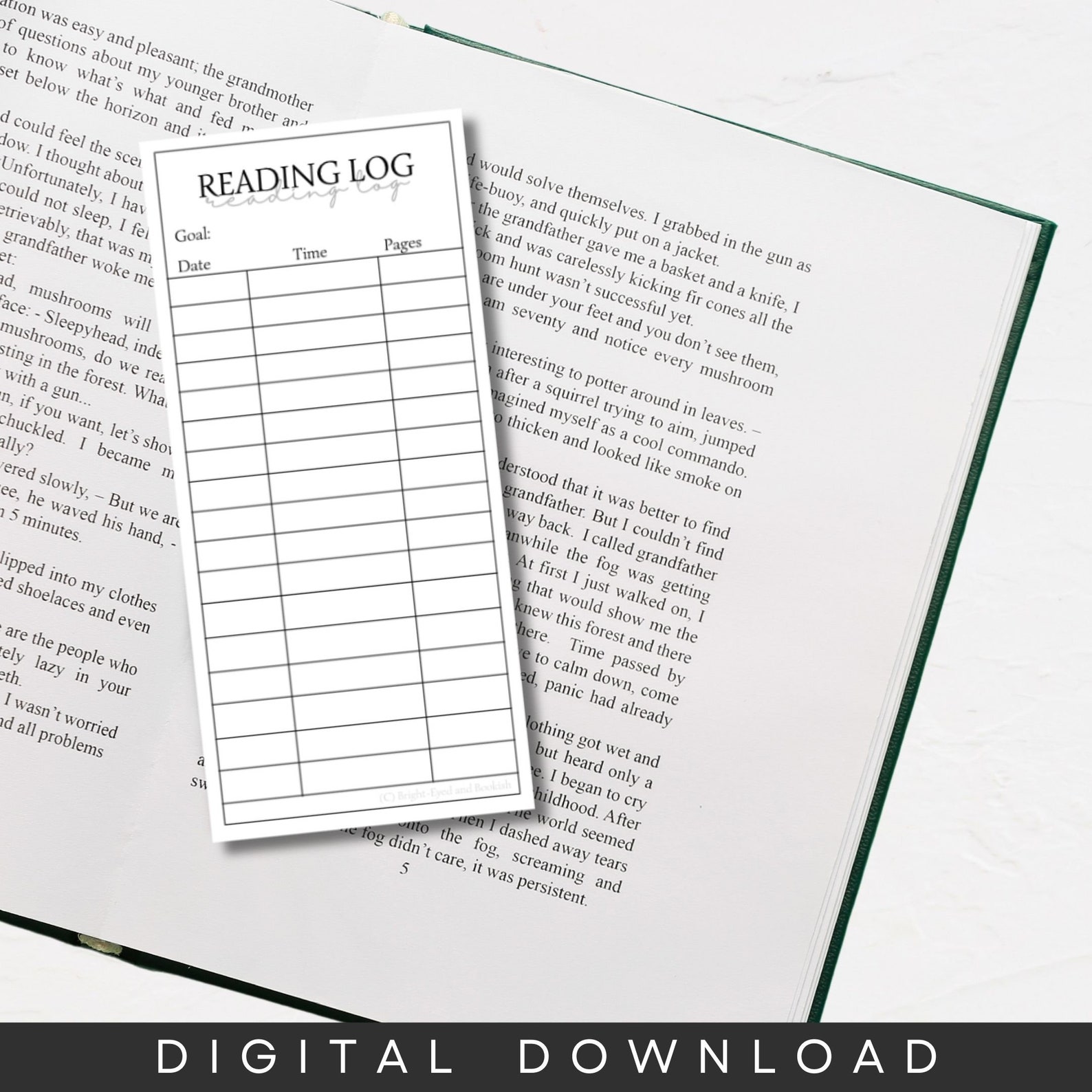Printable Bookmark Reading Log Reading Tracker Reading Journal Reading ...