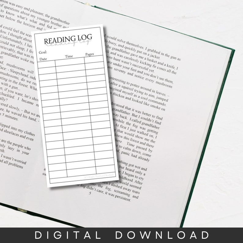 Printable Bookmark Reading Log Reading Tracker Reading Journal Reading ...