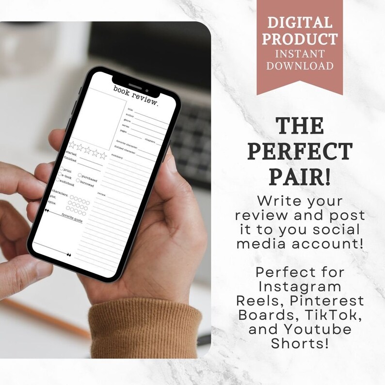 Book Review Template Simple Book Review Printable A4 A5 Letter Half ...