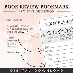 Printable Bookmark Book Review Template Reading Journal Reading Tracker ...