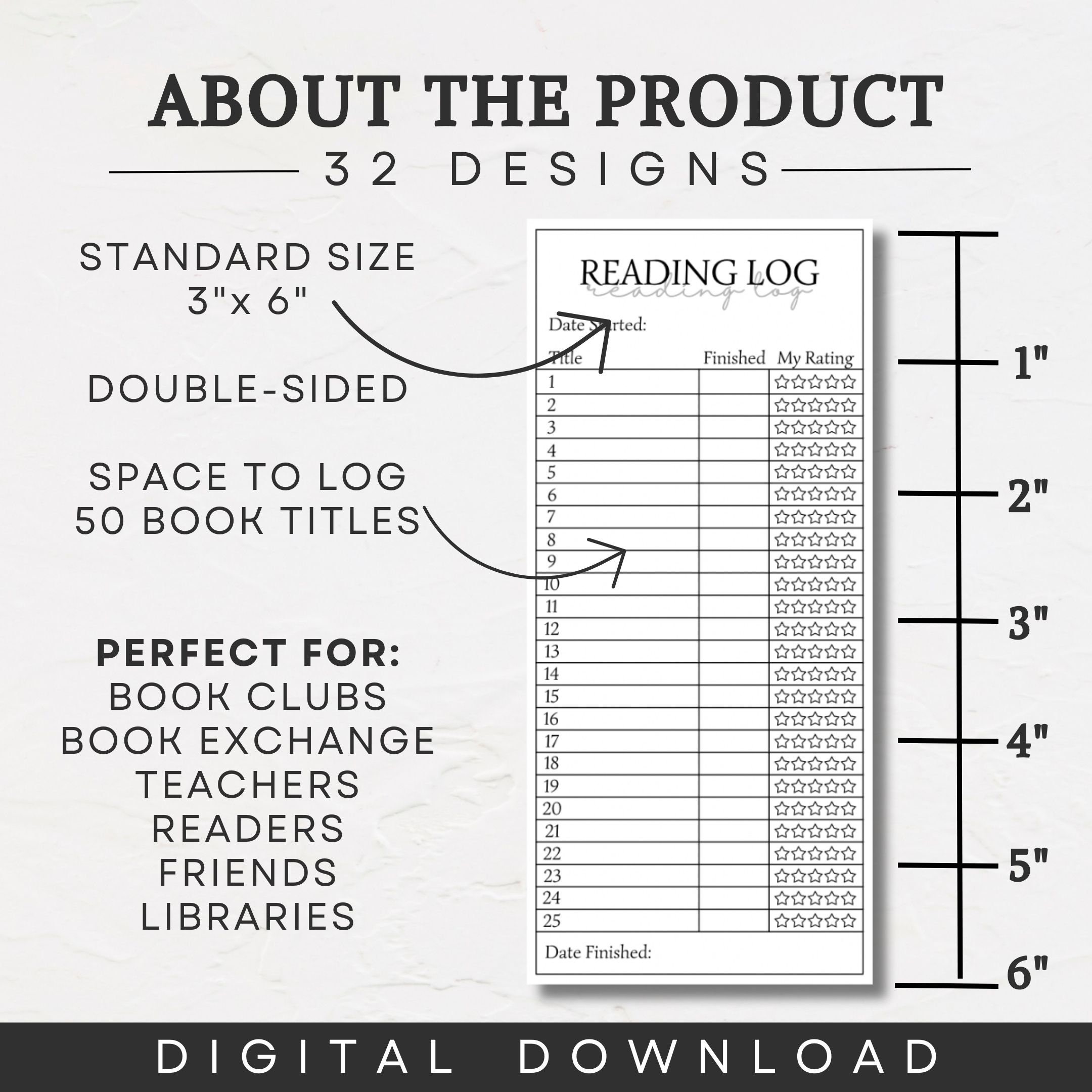 Printable Bookmark Reading Log Reading Tracker Reading Journal - Etsy