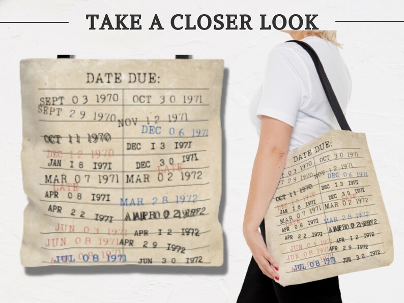 Vintage Library Card Tote Bag for Librarian Tote Bag for Book Lover ...