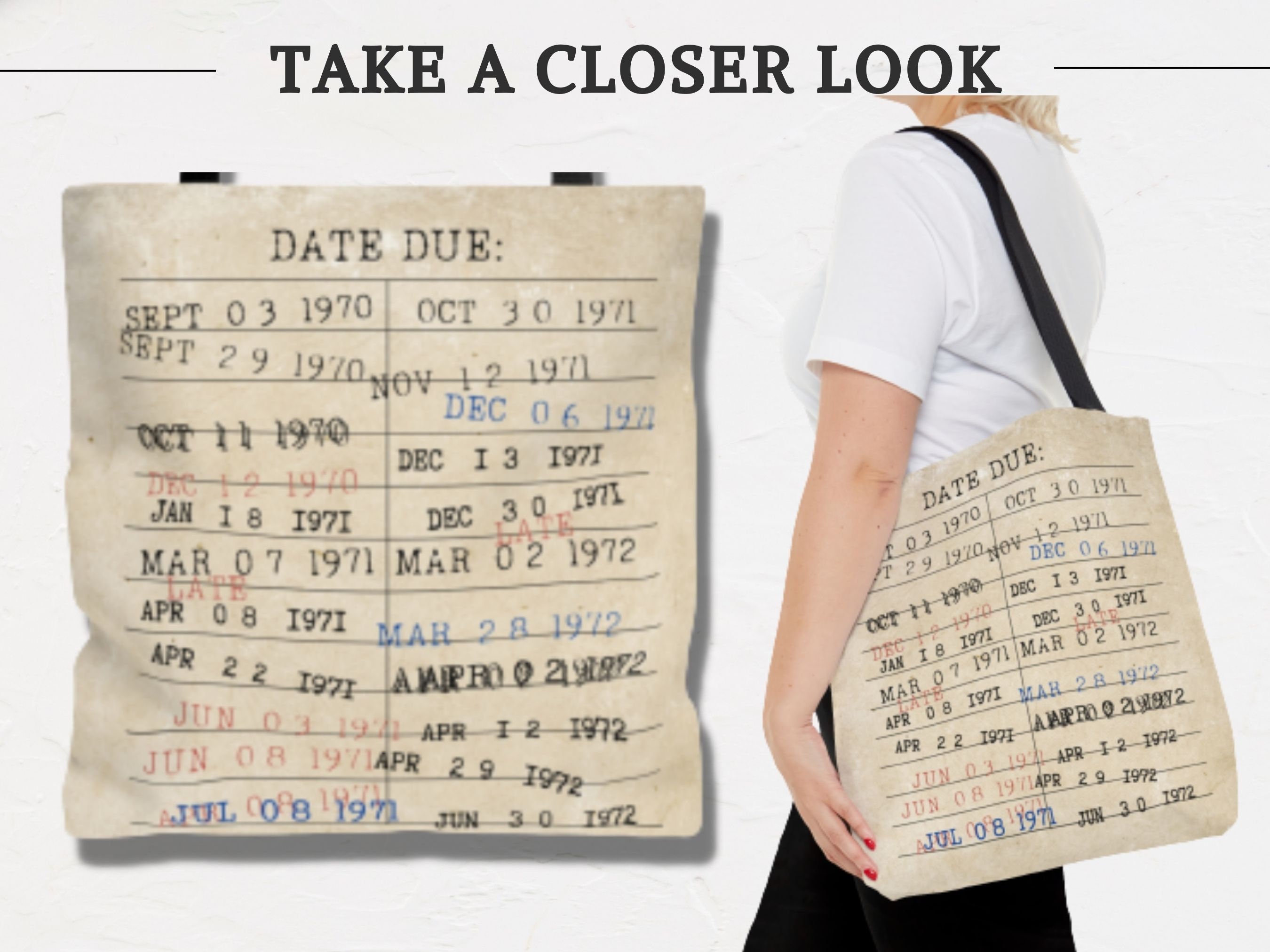 Vintage Library Card Tote Bag for Librarian Tote Bag for Book Lover ...