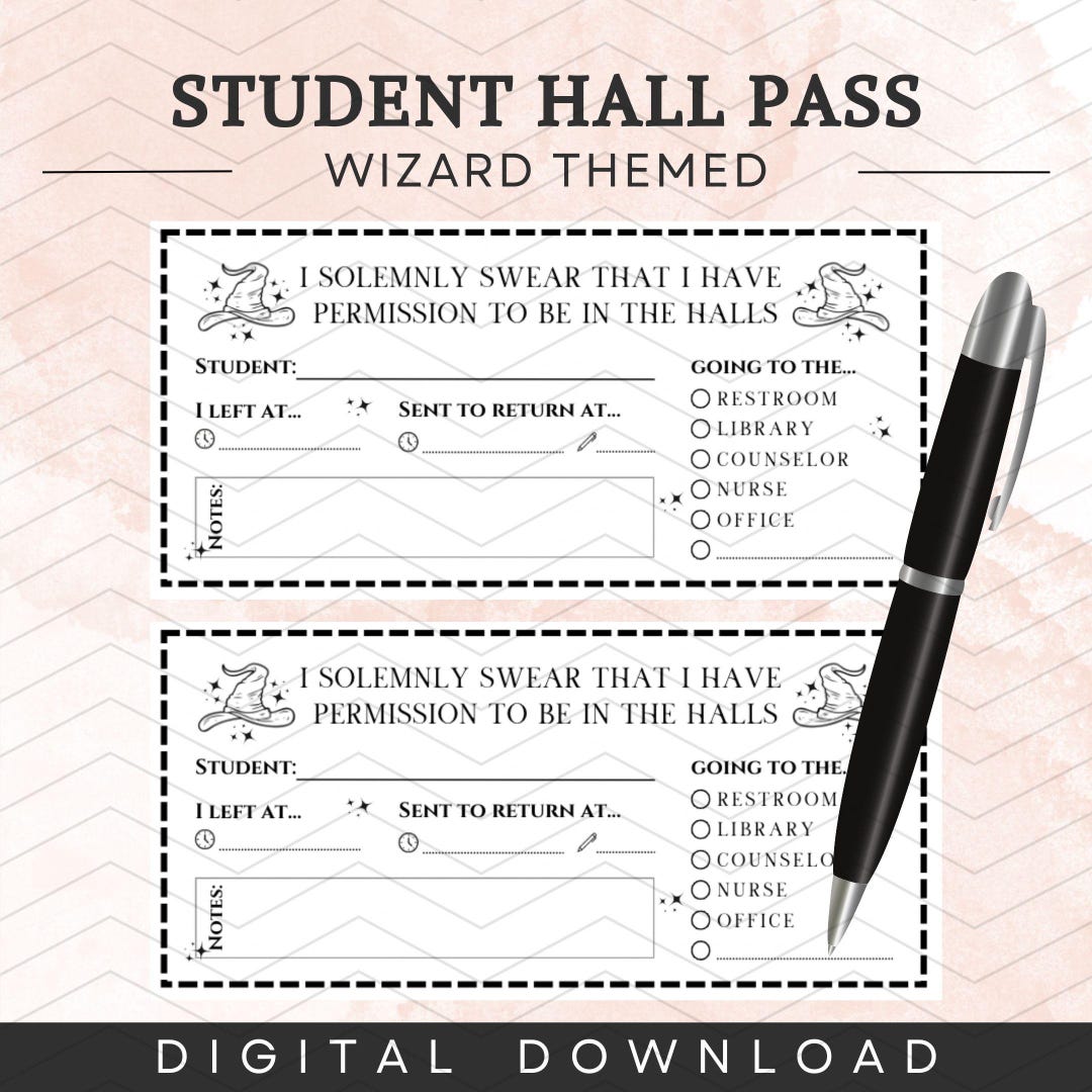 Fun Hall Pass Teacher Hall Pass Teacher Supplies Classroom Supplies ...