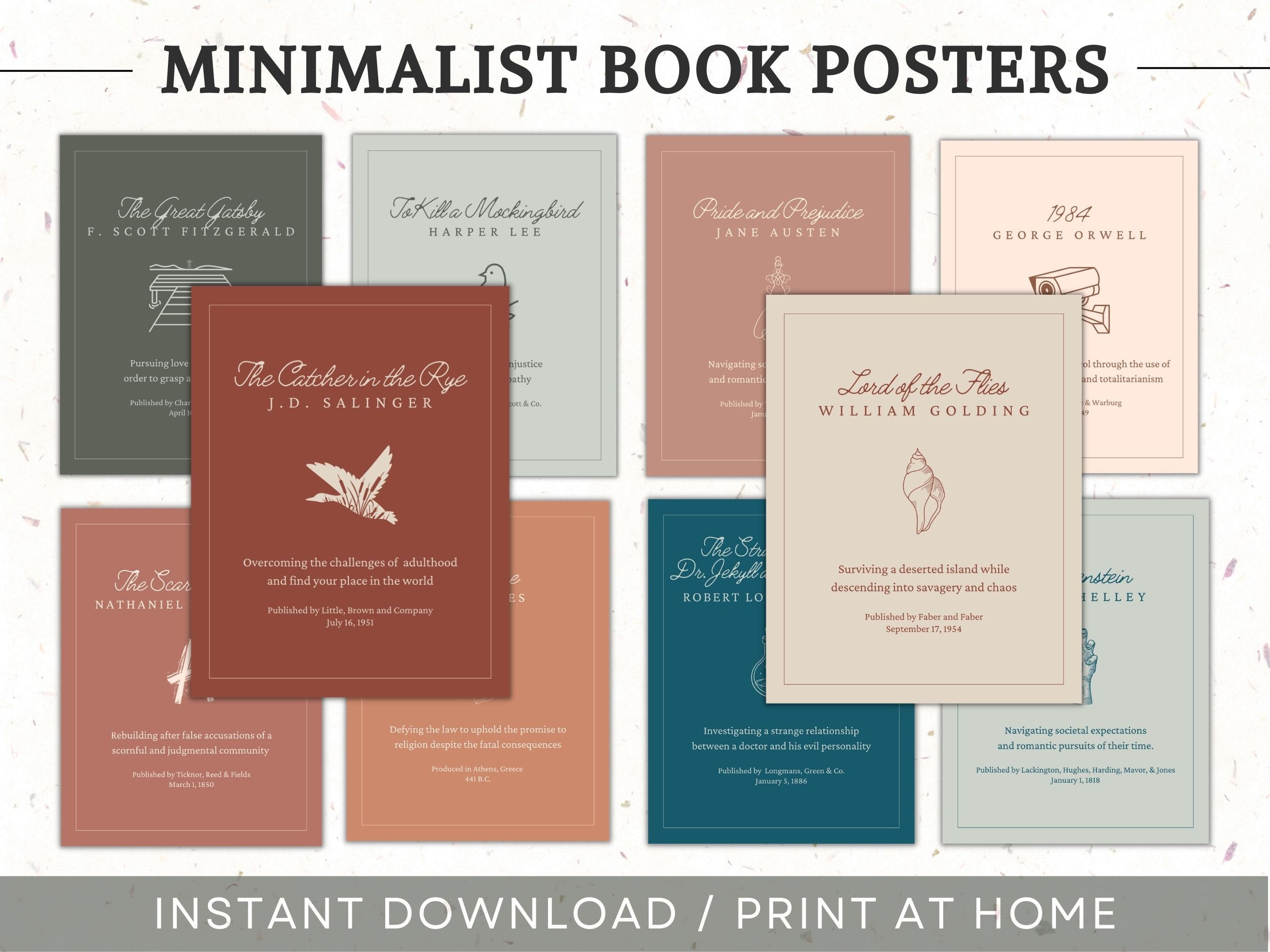 Aesthetic Book Posters Minimalist Book Poster Simple Book Poster ...