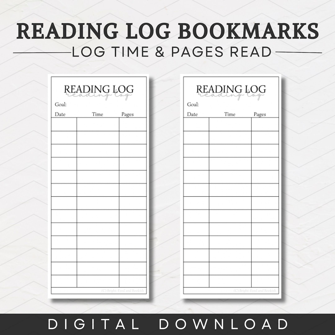 Printable Bookmark Reading Log Reading Tracker Reading Journal Reading ...