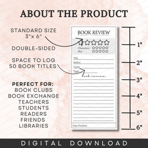 Printable Bookmark Book Review Template Reading Journal Reading Tracker ...