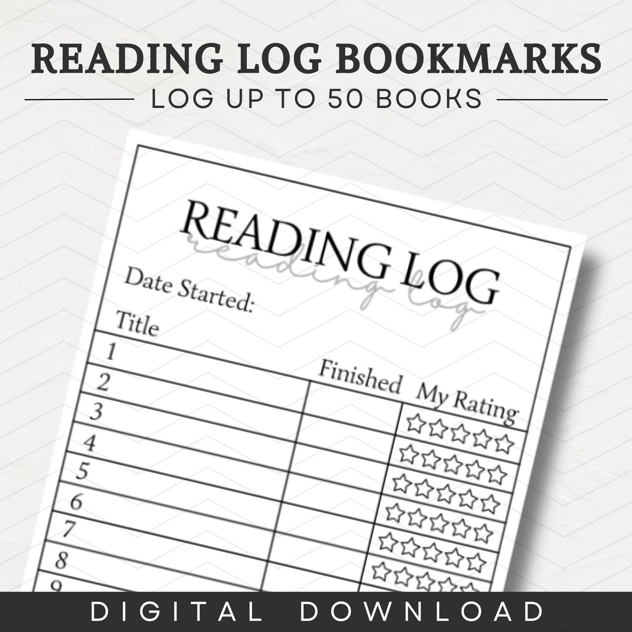 Printable Bookmark Reading Log Reading Tracker Reading Journal - Etsy