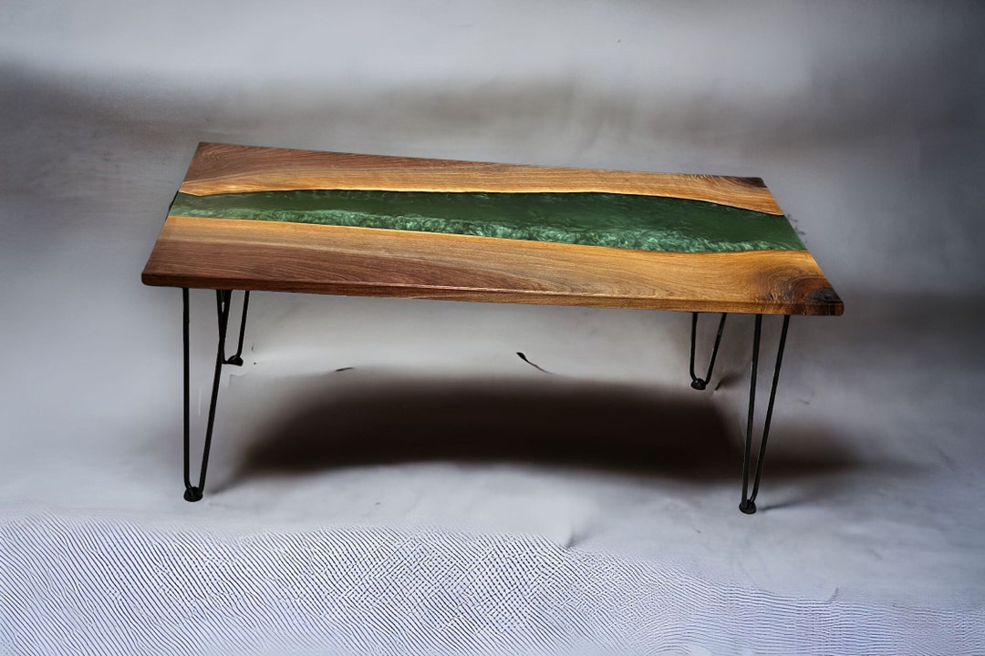 Green Epoxy River Table | Black Walnut River Table | River Coffee Table ...