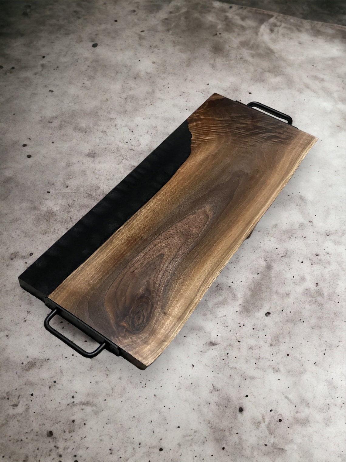 Jet Black Epoxy Accent Serving Tray - Etsy