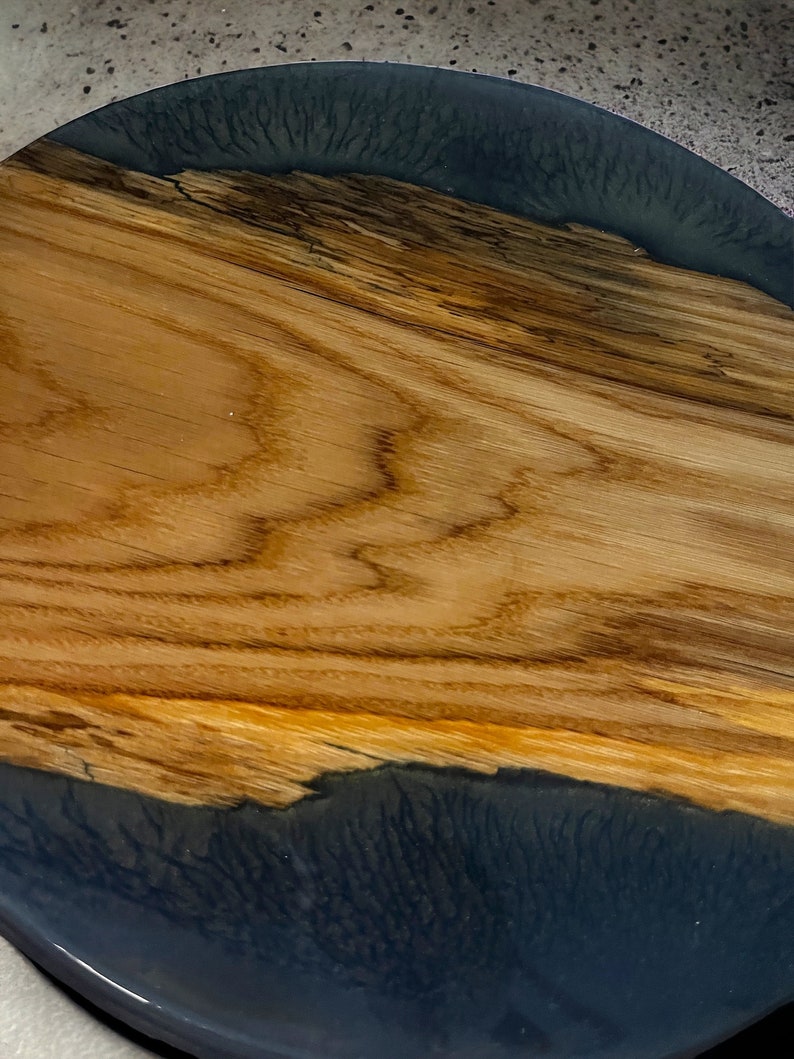 Cherry Wood & Black-gold Epoxy Round End Table - Etsy