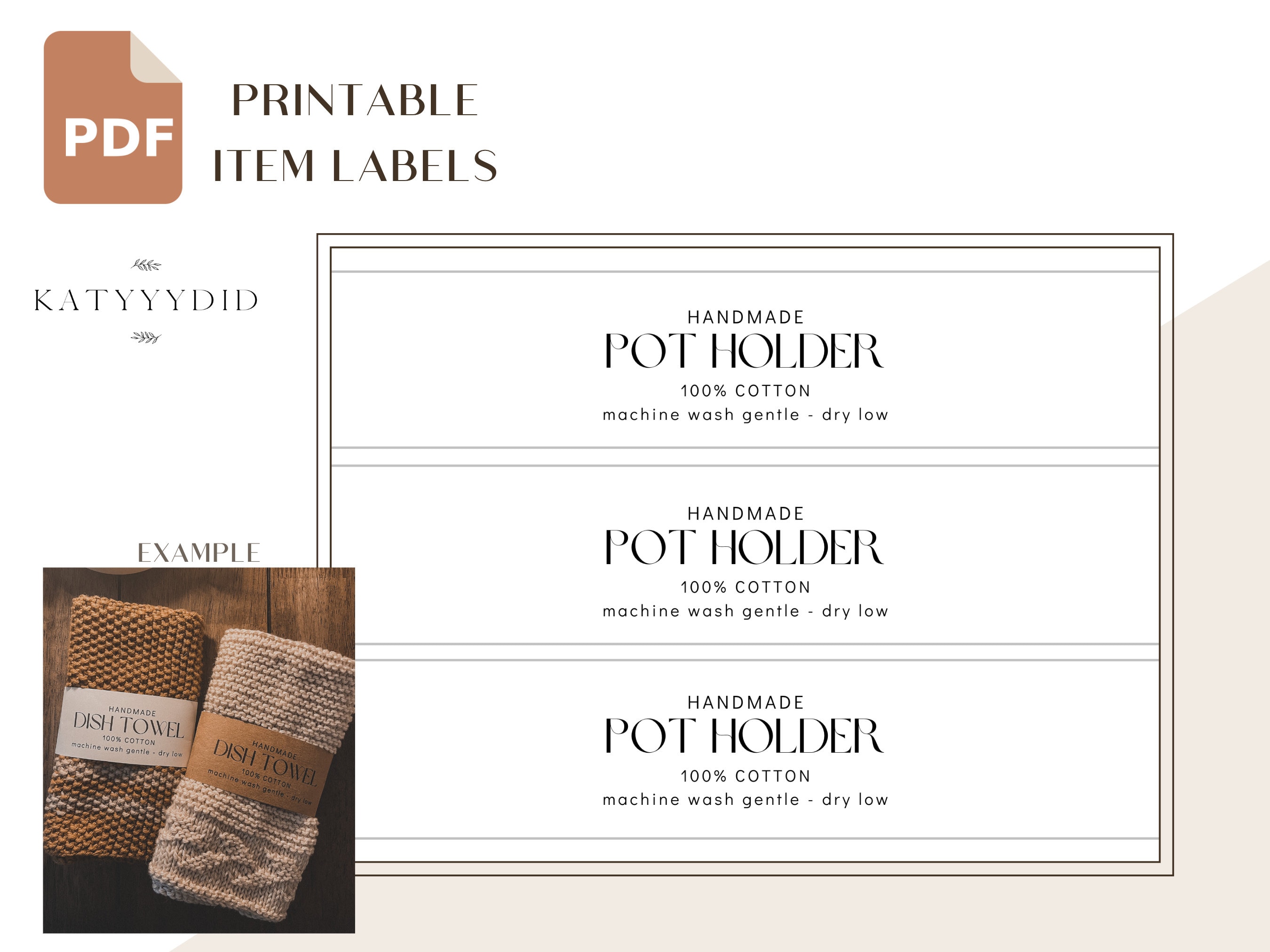 PRINTABLE Vintage Pot Holder - Trivet Wrap Labels, DIY Knit Crochet Pot ...