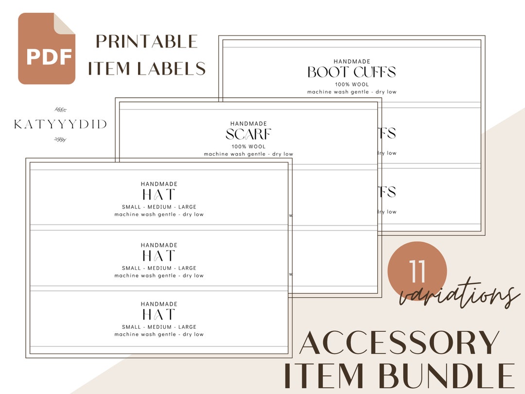 PRINTABLE Craft Market Product Wrap Labels, DIY Knit Crochet Hat Tags ...