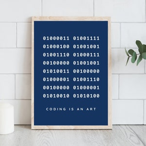 Coding is an Art Binary Code Wall Art With Printable - Etsy