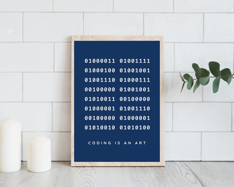 Coding is an Art Binary Code Wall Art With Printable - Etsy