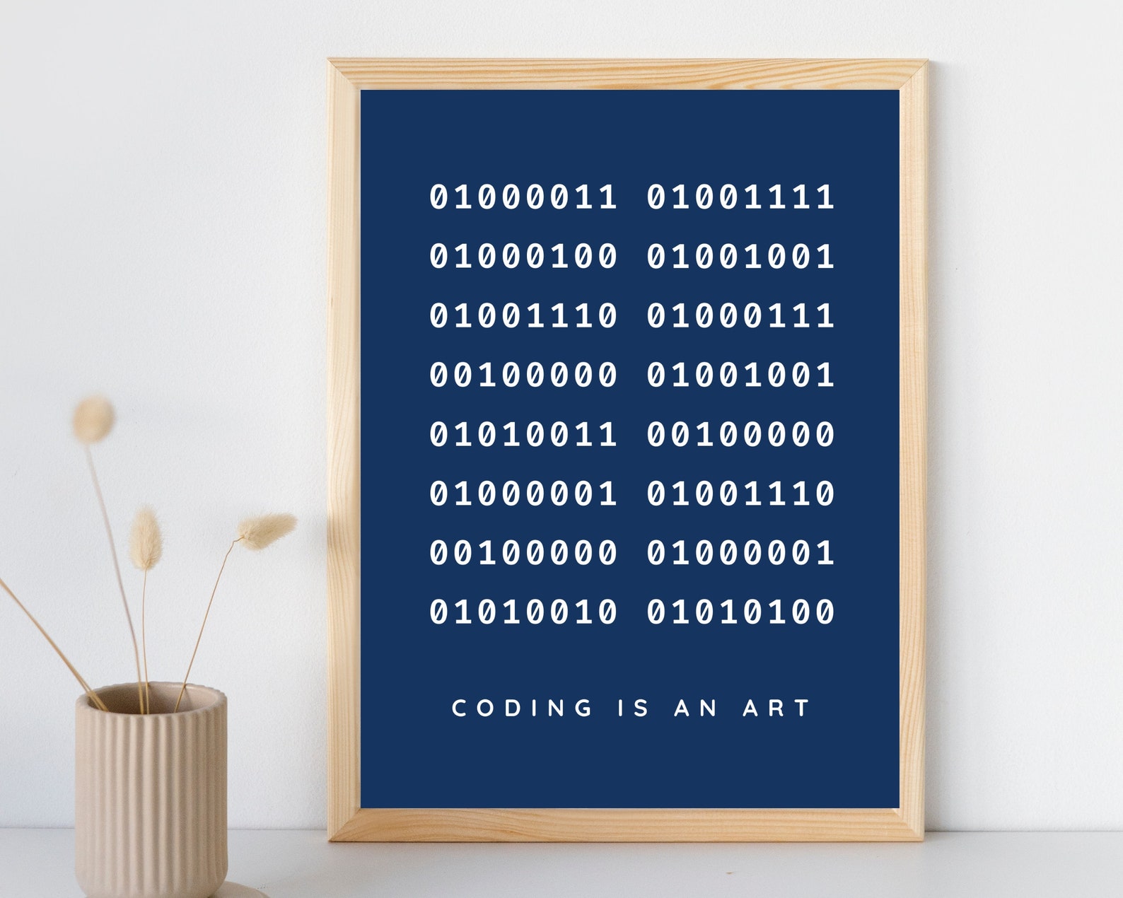 Coding is an Art Binary Code Wall Art With Printable - Etsy