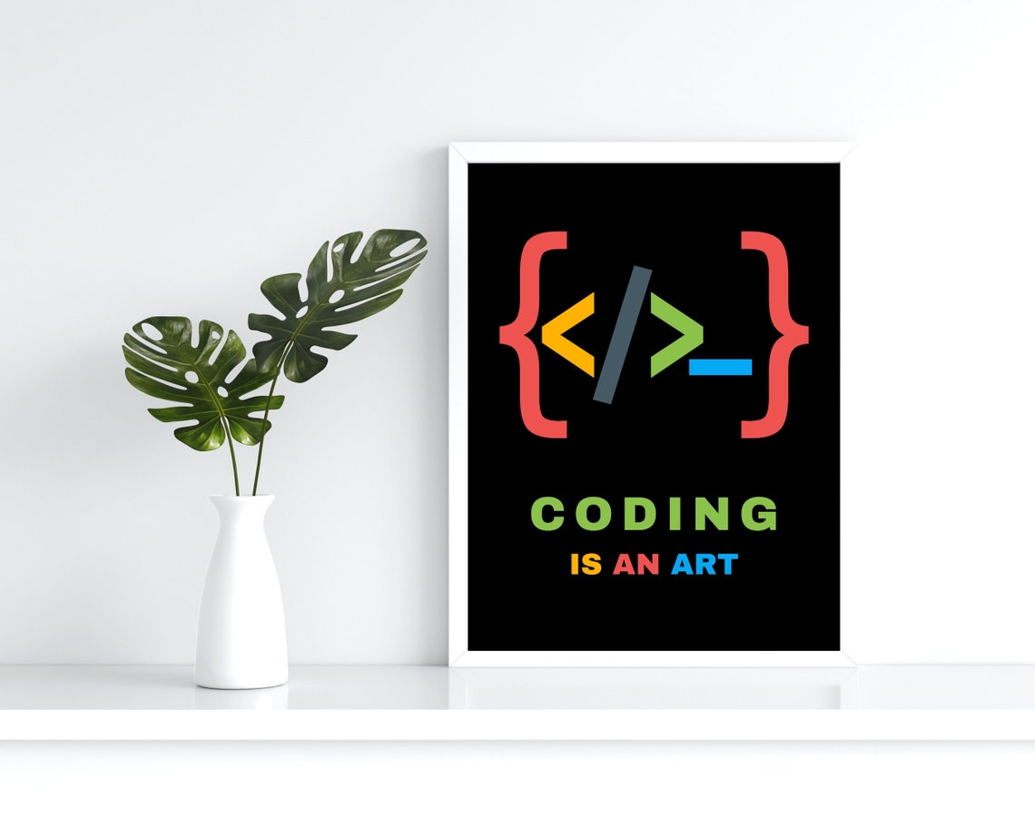 Programming Wall Art Black Developer Inspirational Quotes, Coding is an ...