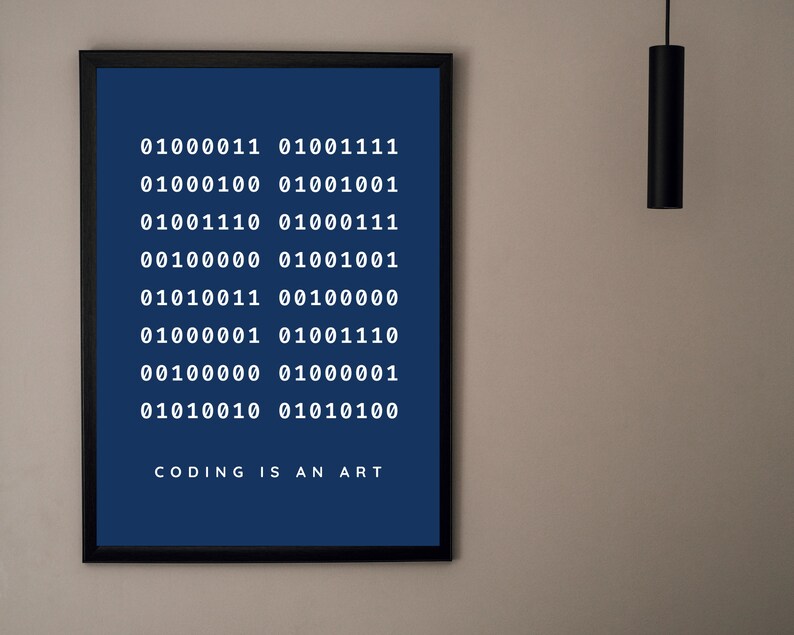 Coding is an Art Binary Code Wall Art With Printable - Etsy