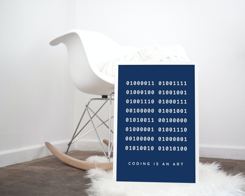 Coding is an Art Binary Code Wall Art With Printable - Etsy