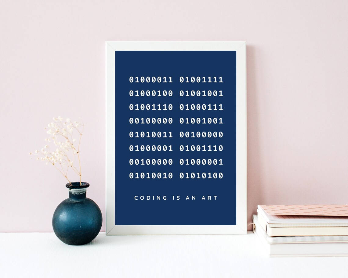 Coding is an Art Binary Code Wall Art With Printable - Etsy