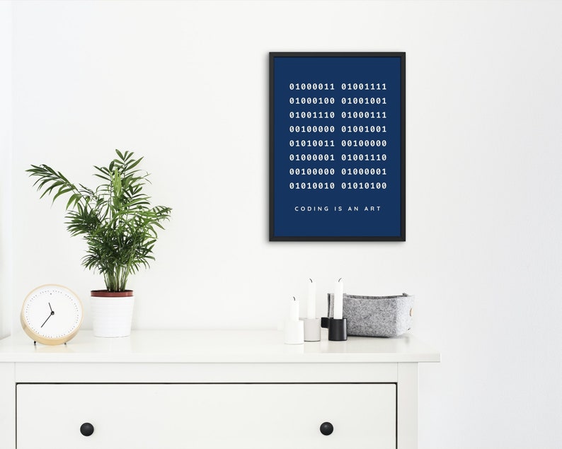 Coding is an Art Binary Code Wall Art With Printable - Etsy