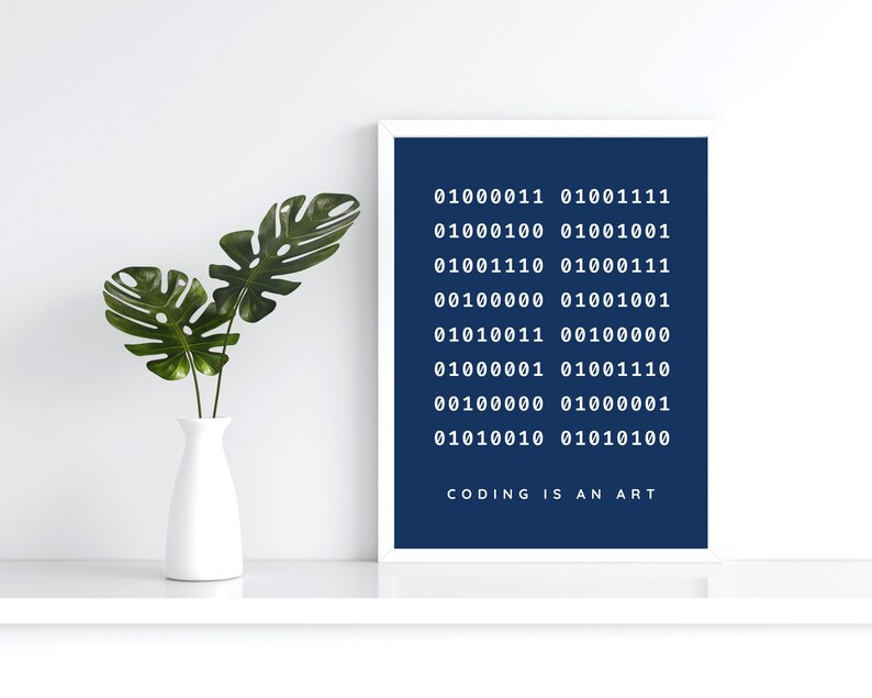 Coding is an Art Binary Code Wall Art With Printable - Etsy
