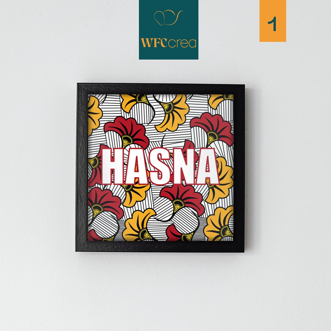 Poster First Name hasna Customizable Wax Wedding Flower Pattern frame ...