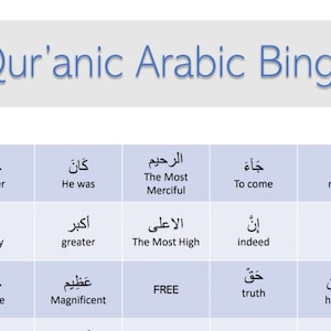 Qur'anic Arabic Bingo Game - Etsy