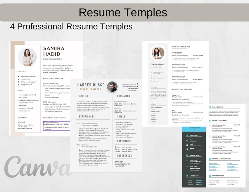 Creative Resume Temple Canva + Social Icons| Modern CV Temple ...