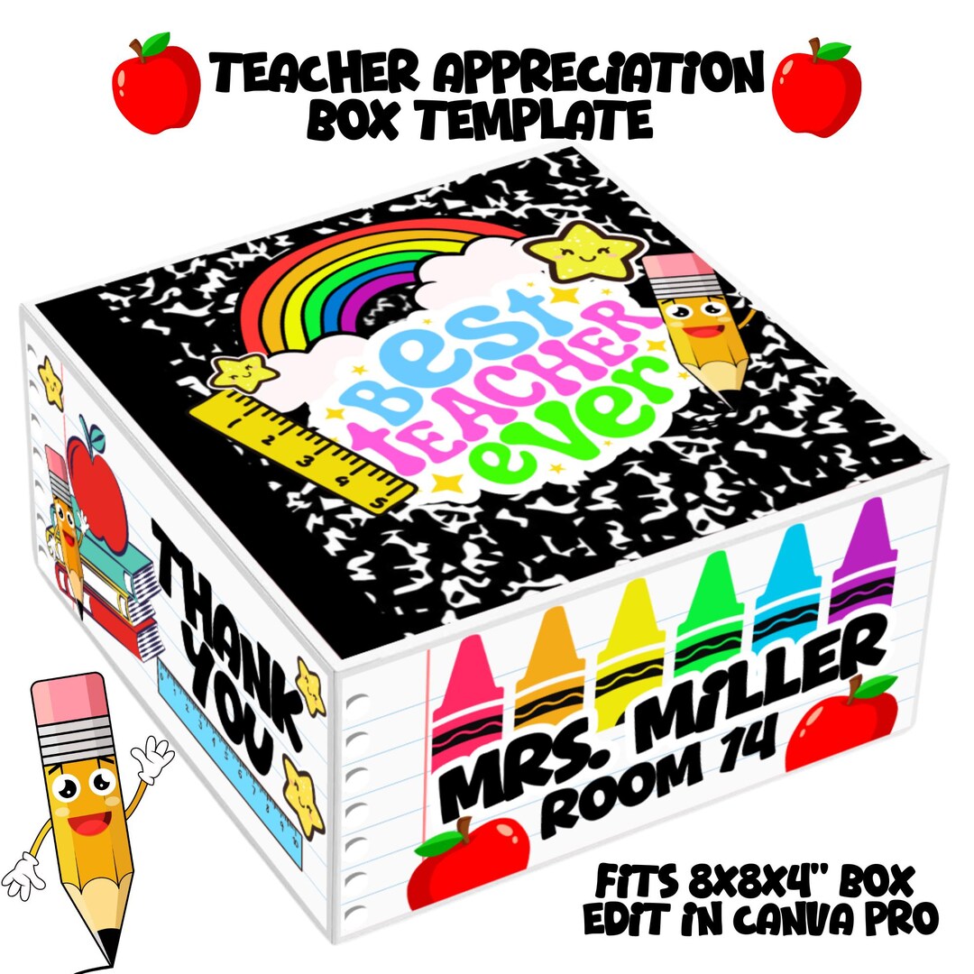 Editable Teacher Gift Card & Box Template Bundle | Best Teacher Ever ...