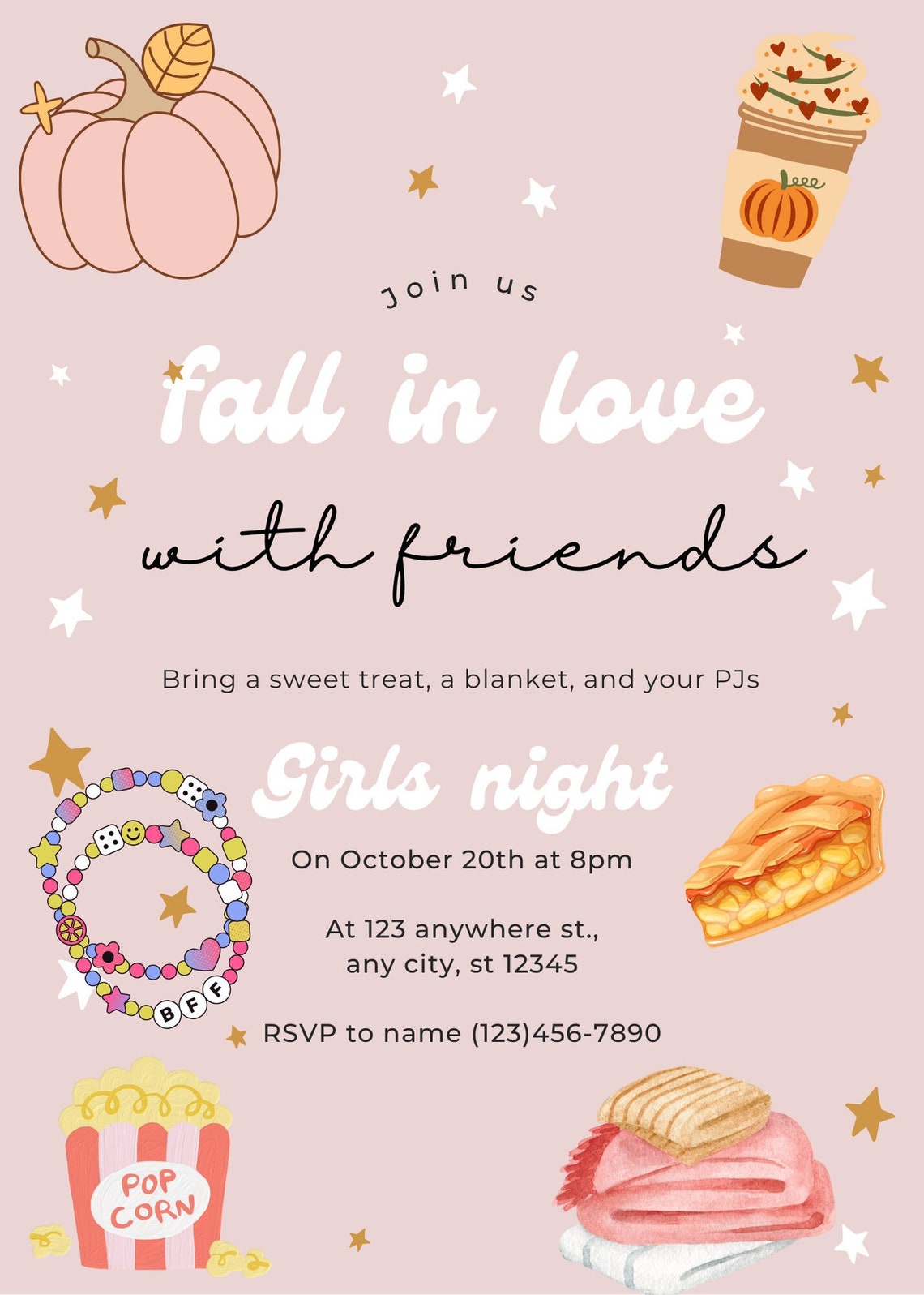FALL AUTUMN Girls Night Party Invitation - Etsy