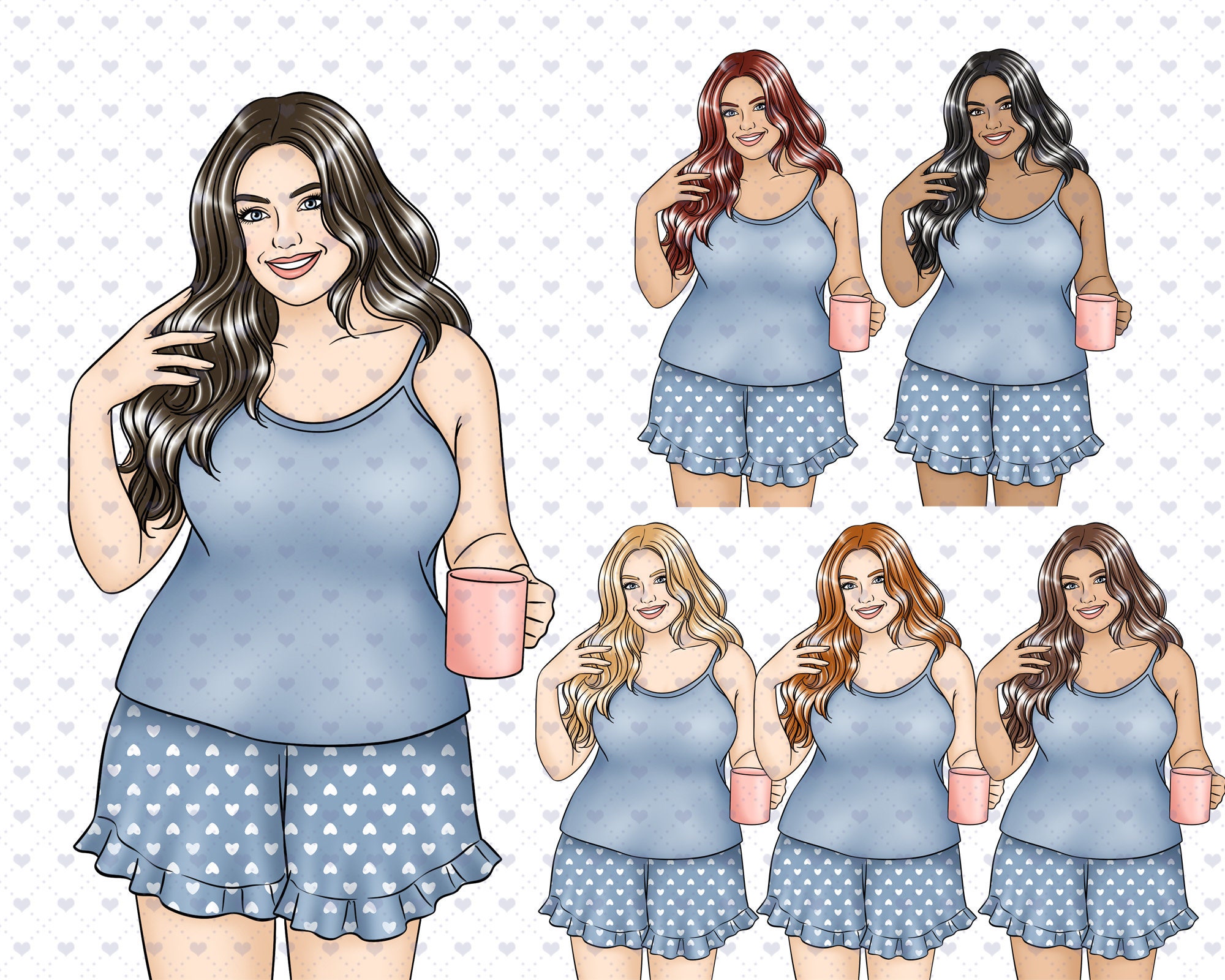 Morning Vibe Clipart Set, Morning Routine, Fashion Girls, Pets, Home ...