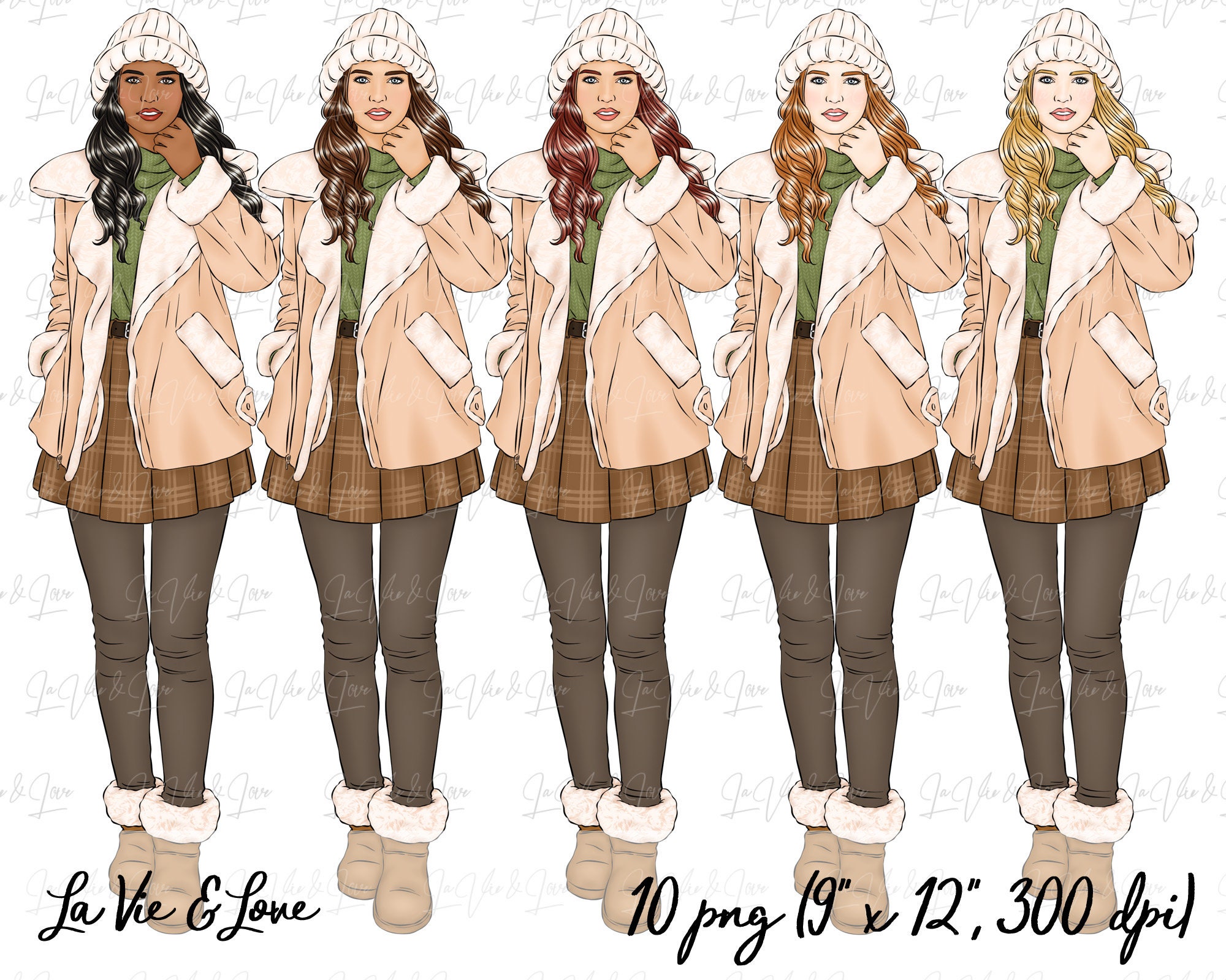 10 Fashion Girl Clipart, Winter Fashion Girl Illustrations, Fashion ...