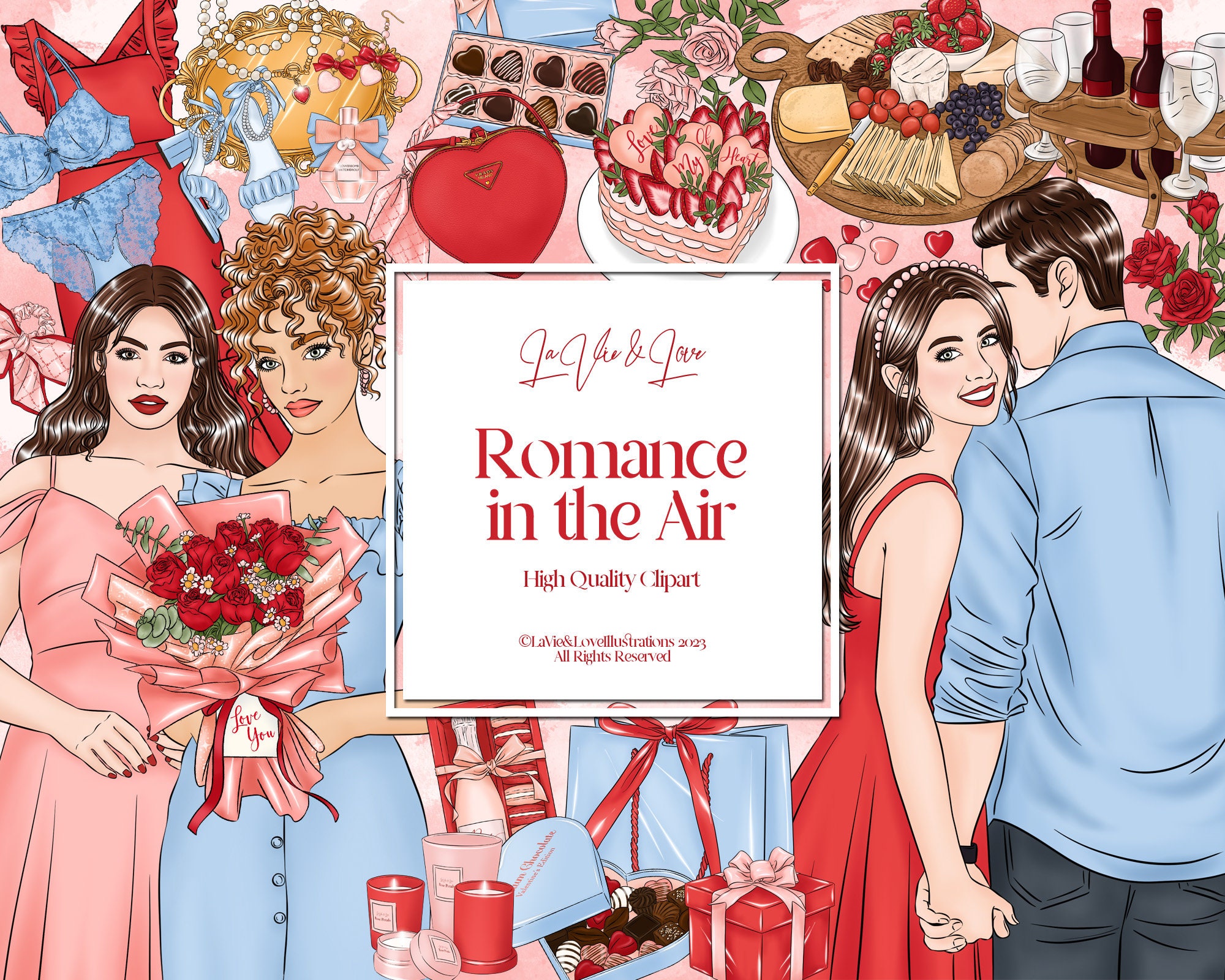 Valentine's Day Clipart Set, Romantic Couple Fashion Digital ...