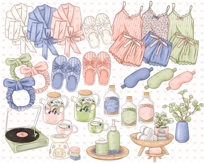Self Care Clipart Set, Unwind, Relax Home Spa, Wellness Routine Planner ...