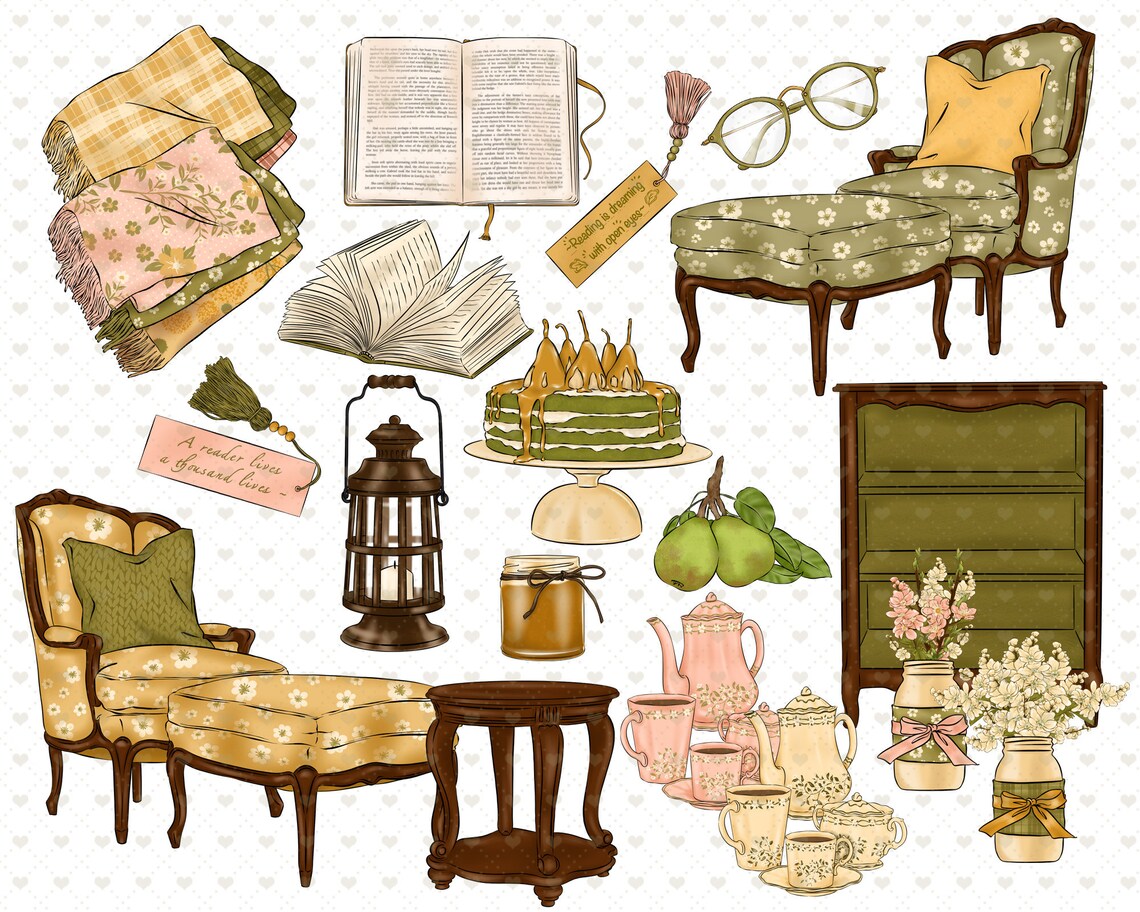 Beautiful Tales Clipart Set, Book Lover, Bookworm, Bibliographer ...